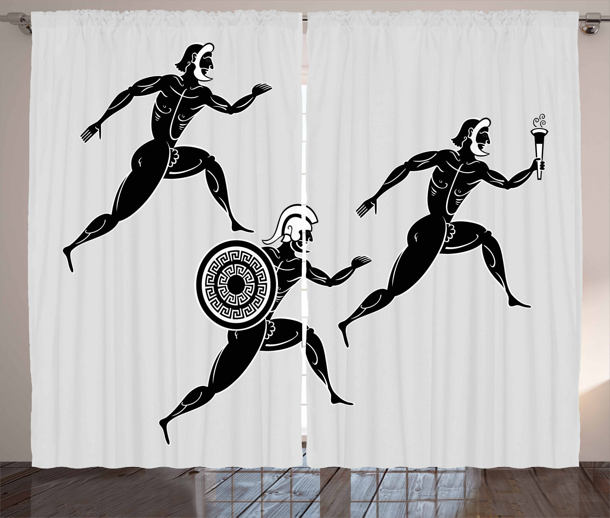 Ambesonne Spartan Runners 2 Piece Semi-Sheer Curtain Panel Set | Wayfair