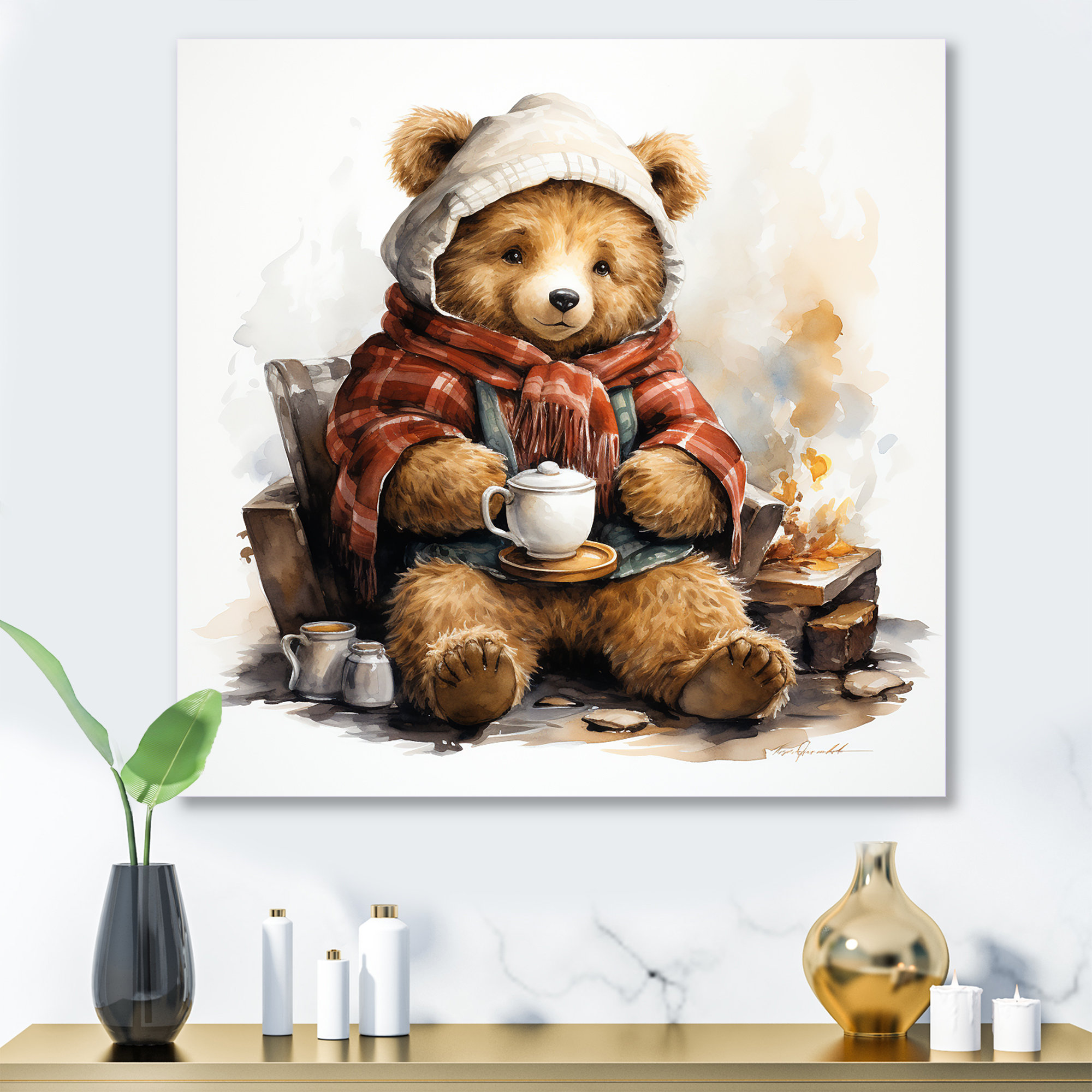 Trinx Cozy Teddy Bear Chocolate In Winter I - Nursery Teddy Bear's ...