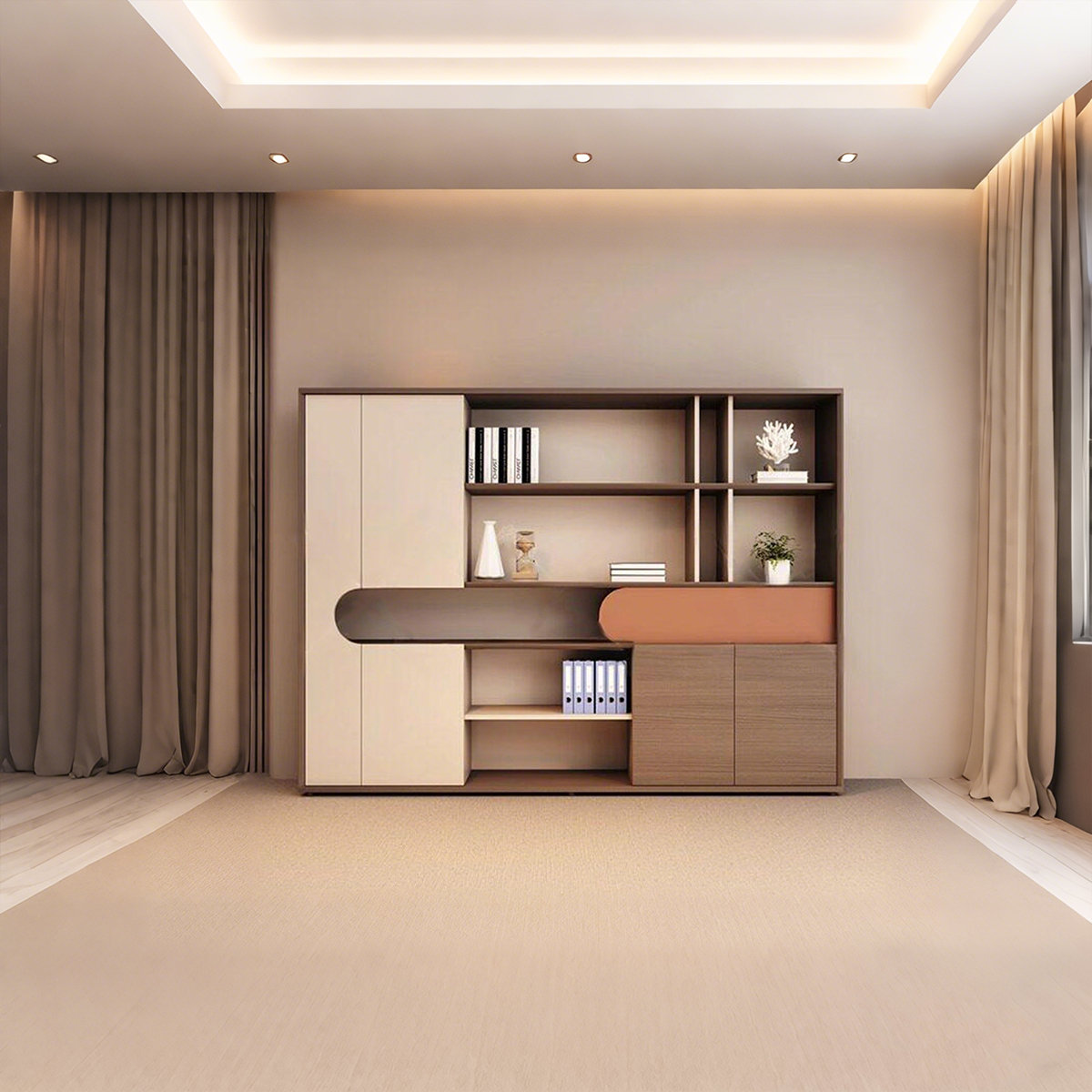 Latitude Run® 94.49"Modern minimalist khaki-coloured storage cabinet ...