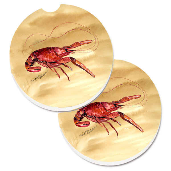 Highland Dunes Ceramic Round 2 Piece Car Coaster Set | Wayfair