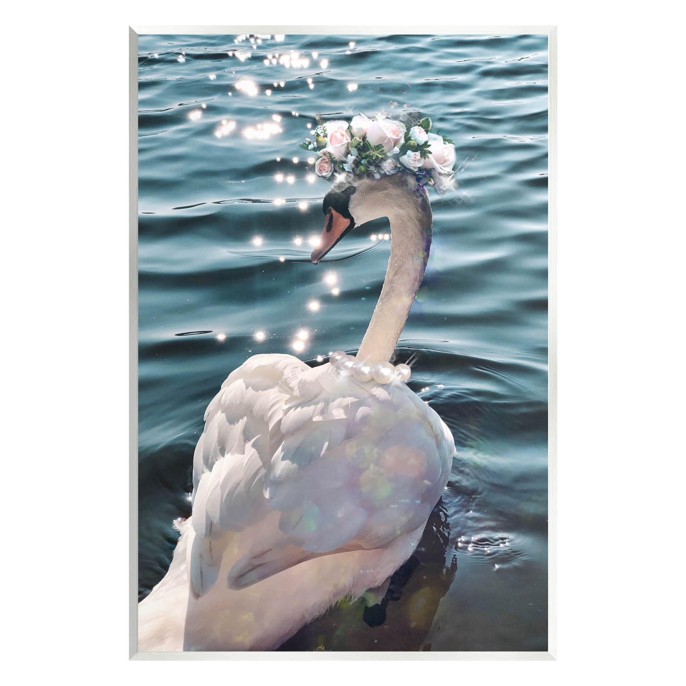 Stupell Industries Flower Crown Swan Lake Ripples Giclee Art By Ziwei ...