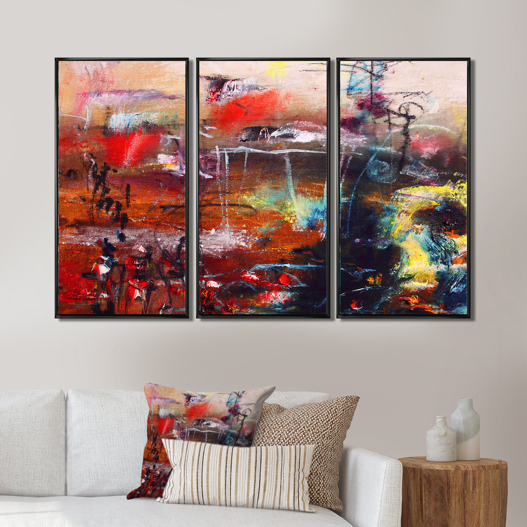Wrought Studio™ Abstract Oil Painting - Landscape Framed Canvas Wall ...