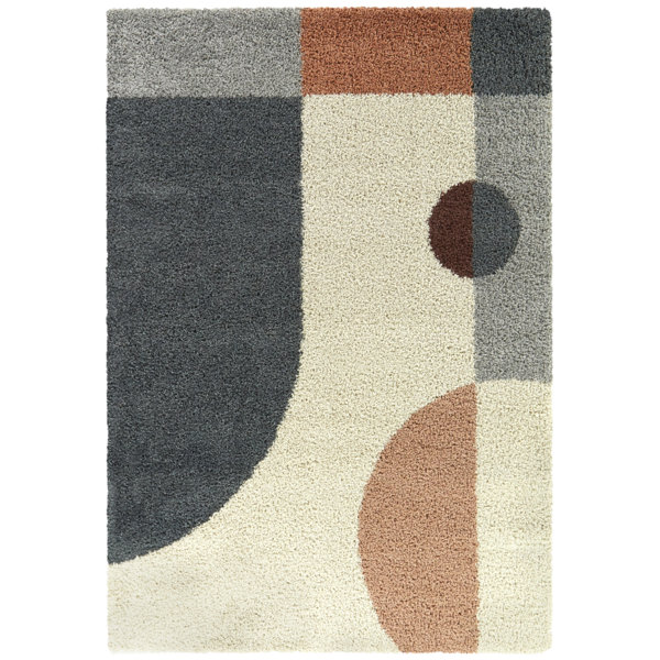 Corrigan Studio® Pamrapo Ivory/Gray/Brown Modern Geometric Area Rug ...