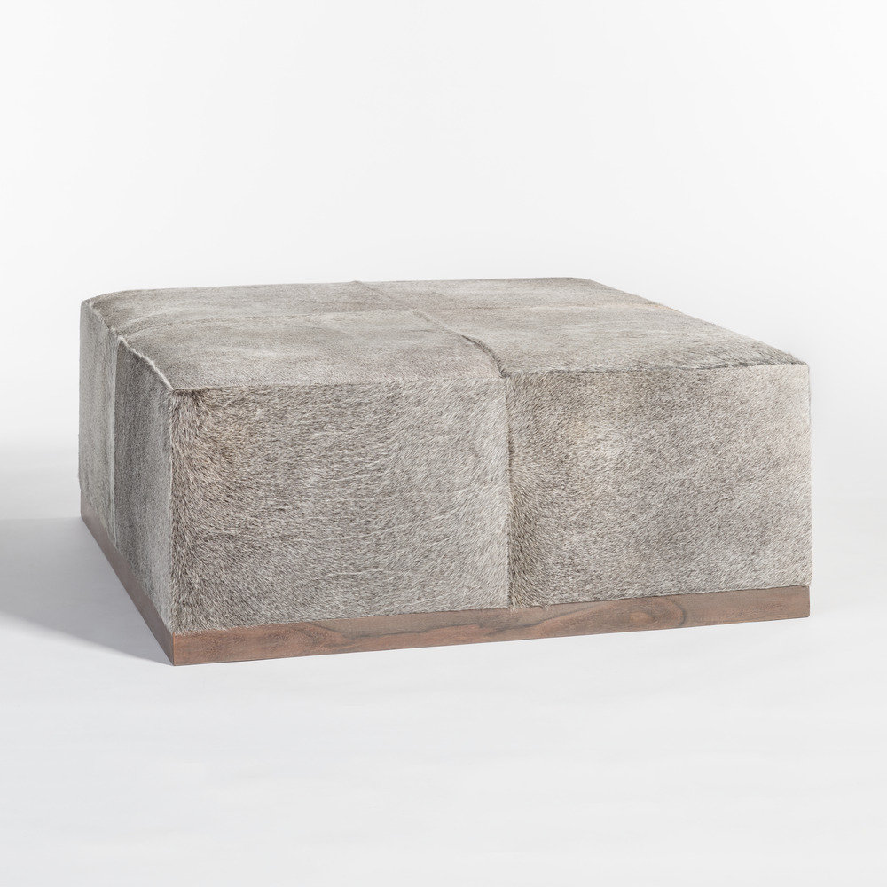 Alder & Tweed Felix Large Leather Ottoman in Frosted Hide | Perigold