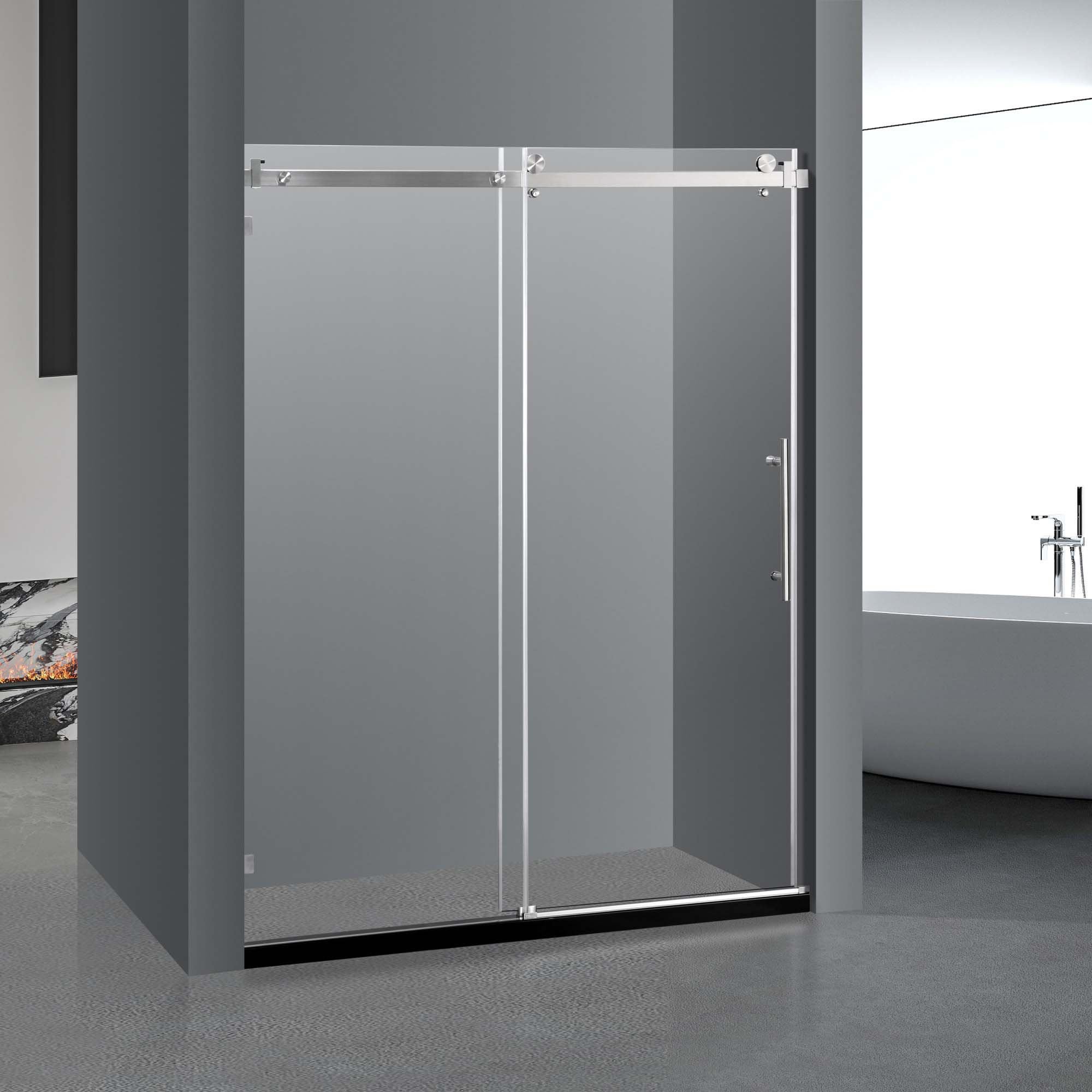 GROUPES Frameless Sliding Bathtub Door, Tub Shower Door,Clear Tempered ...