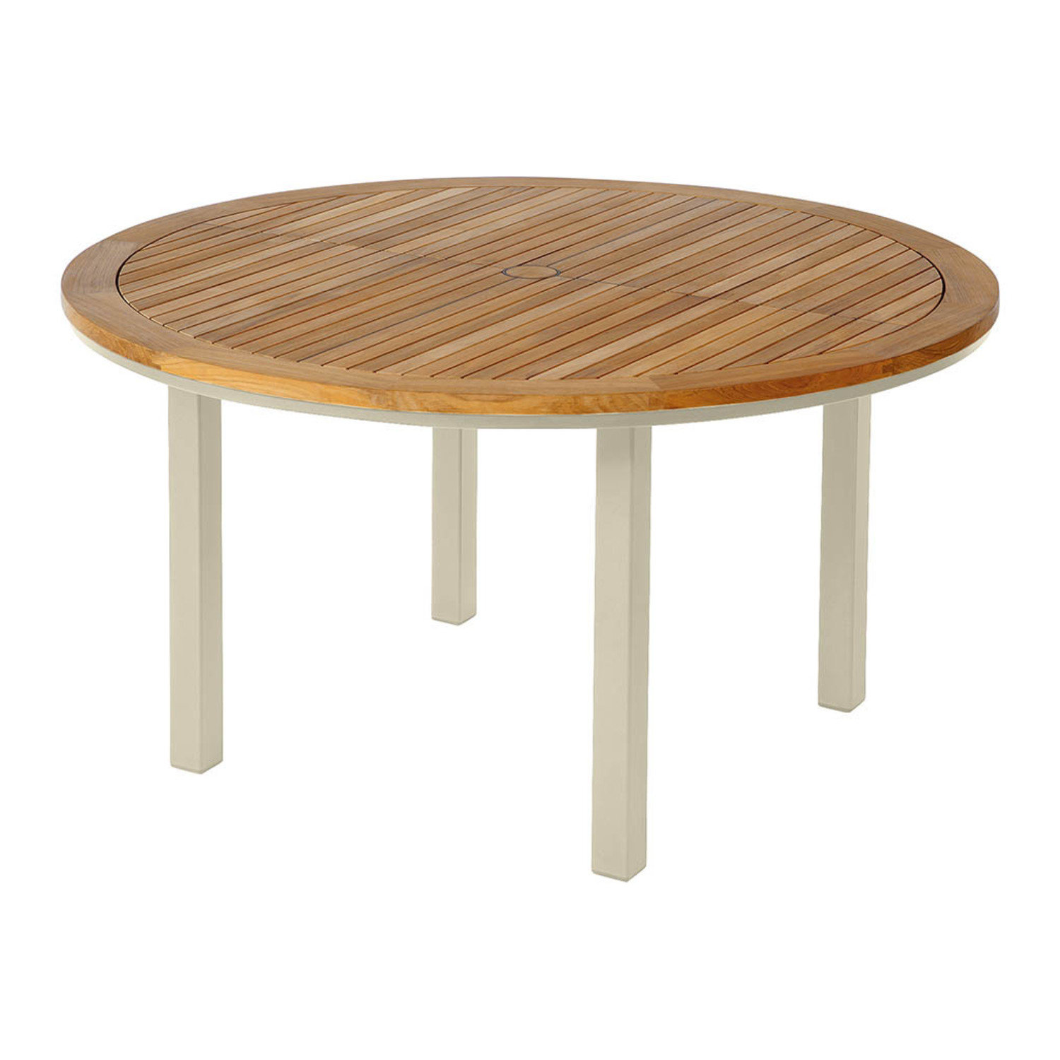 Barlow Tyrie Aura Round Dining Table - Powder-Coated Aluminum - Natural Teak | Wayfair