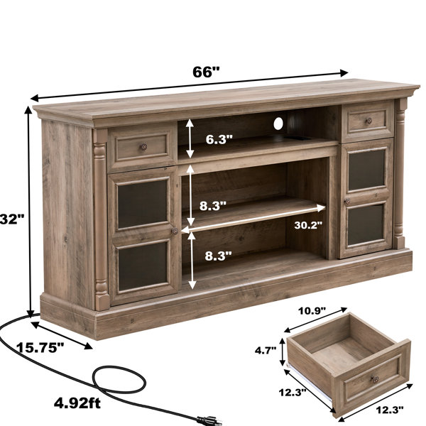 Ophelia & Co. 70 - Inch Tv Cabinet For Up To 80 Tvs, Adjustable Led ...