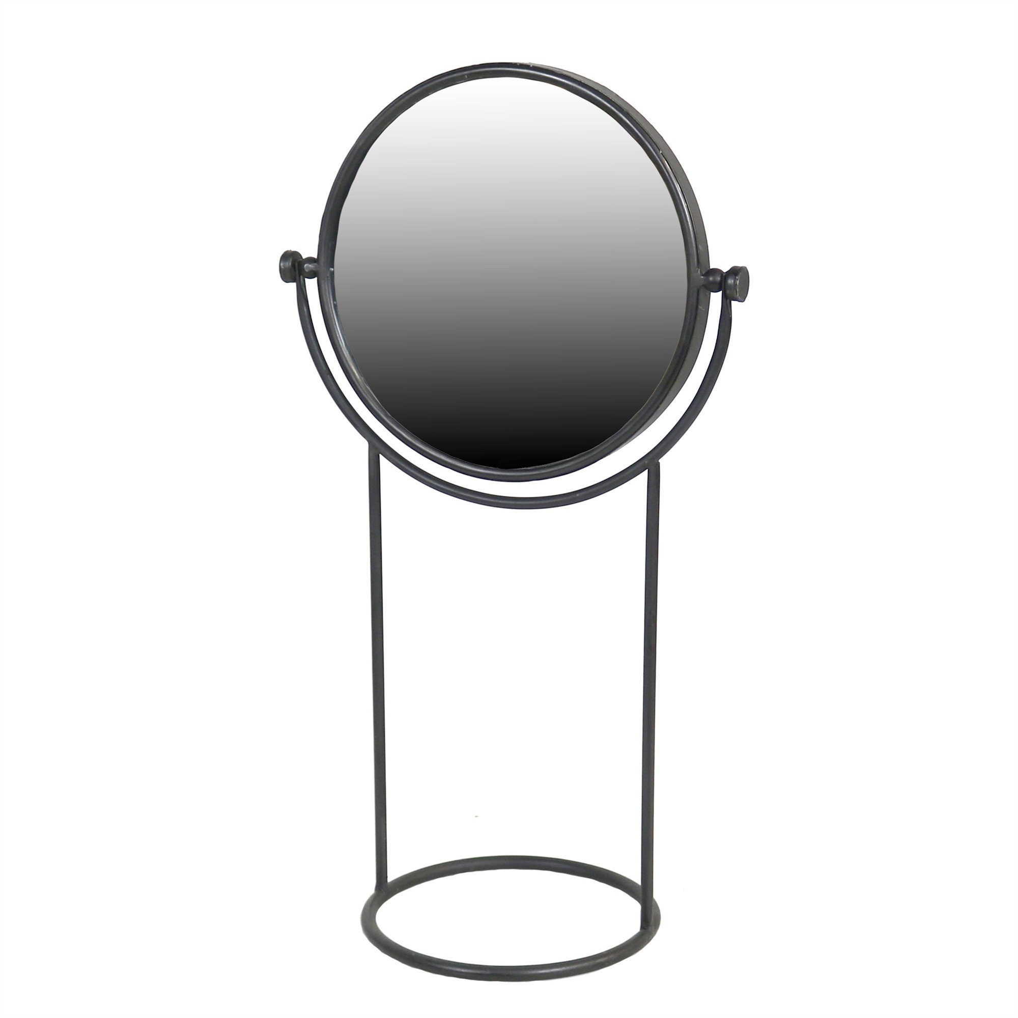 Latitude Run® Black Tabletop Standing Round Vanity Mirror | Wayfair