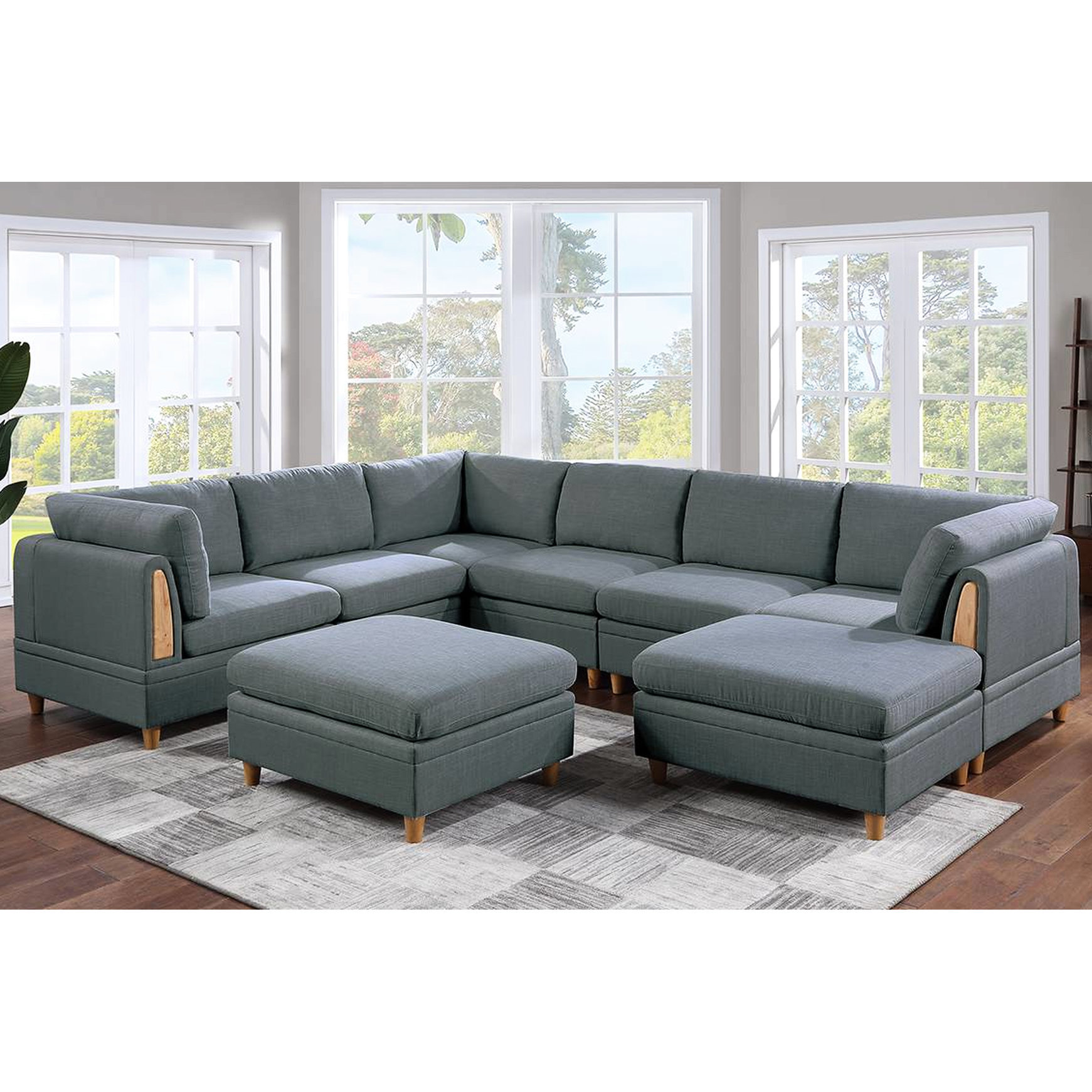 Hokku Designs Modular Sectional : Steel Gray Fabric, Color, 3x Wedges ...