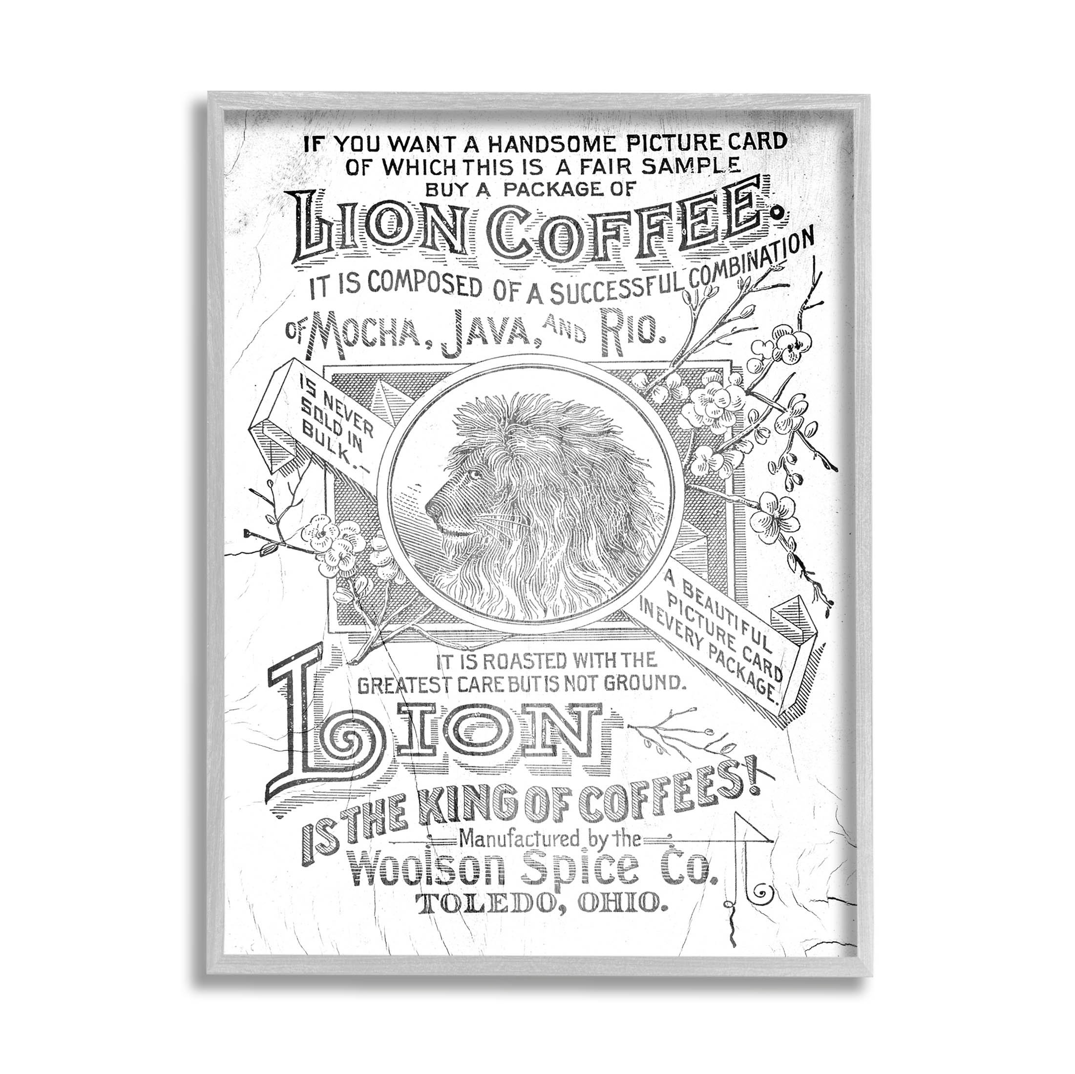 Stupell Industries Vintage Lion Coffee Poster Giclee Art By Lil' Rue ...