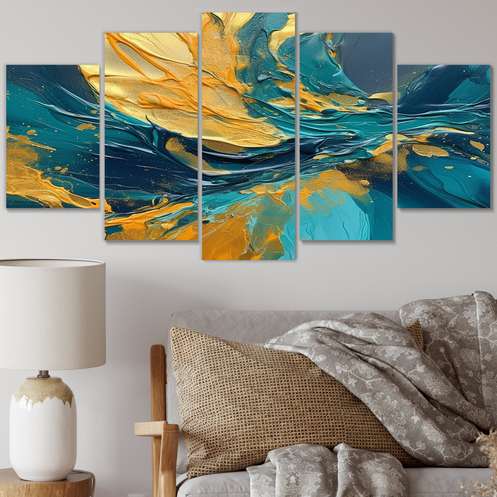 Ivy Bronx Golden Sunshine In Deep Blue Ocean Abstract I - Abstract ...