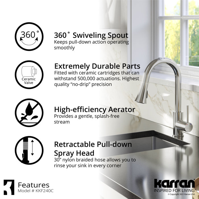 Karran Pull Down Kitchen Faucet with Soap Dispenser | Wayfair