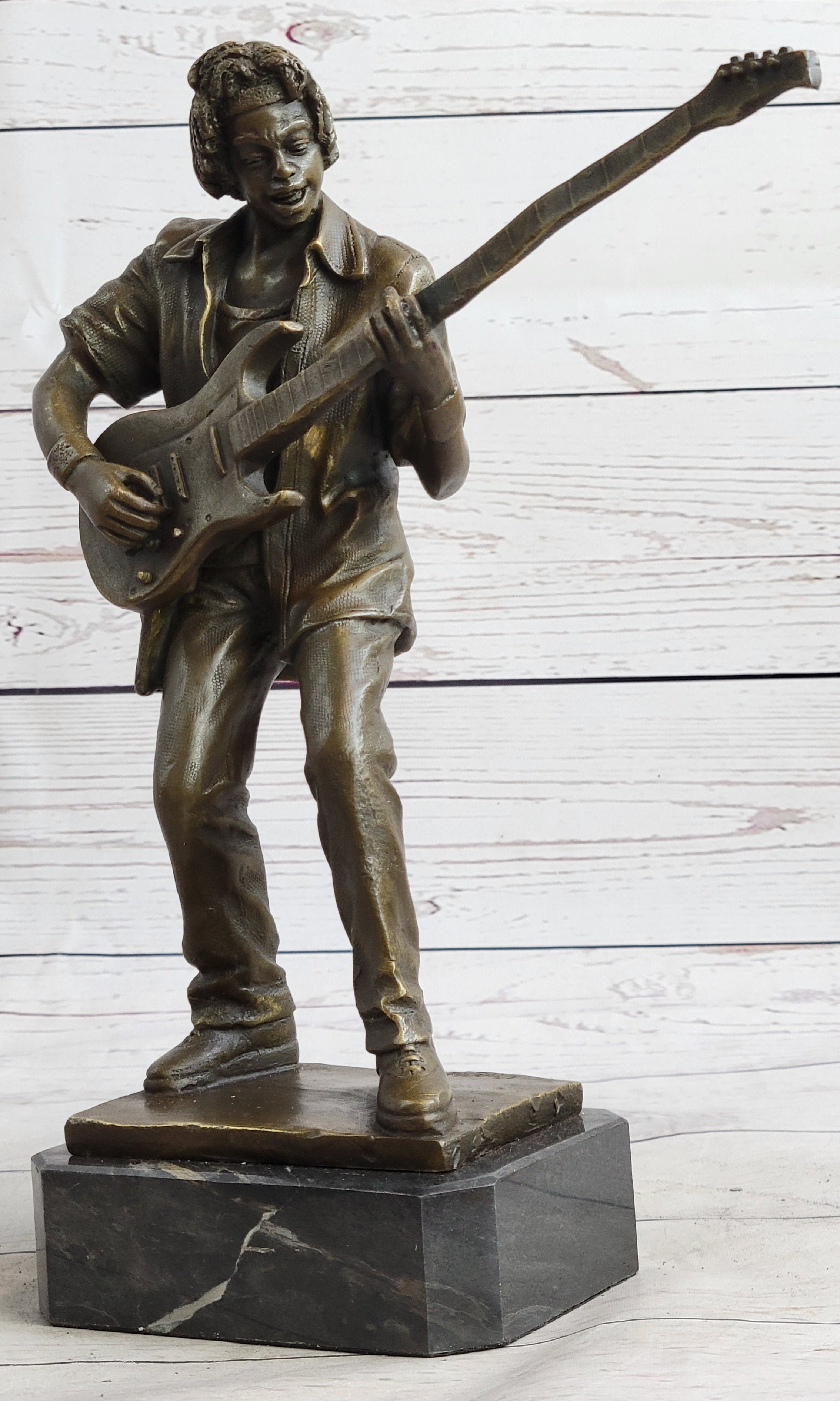 Red Barrel Studio® Signed Handcrafted Rick James Guitar Player Bronze ...