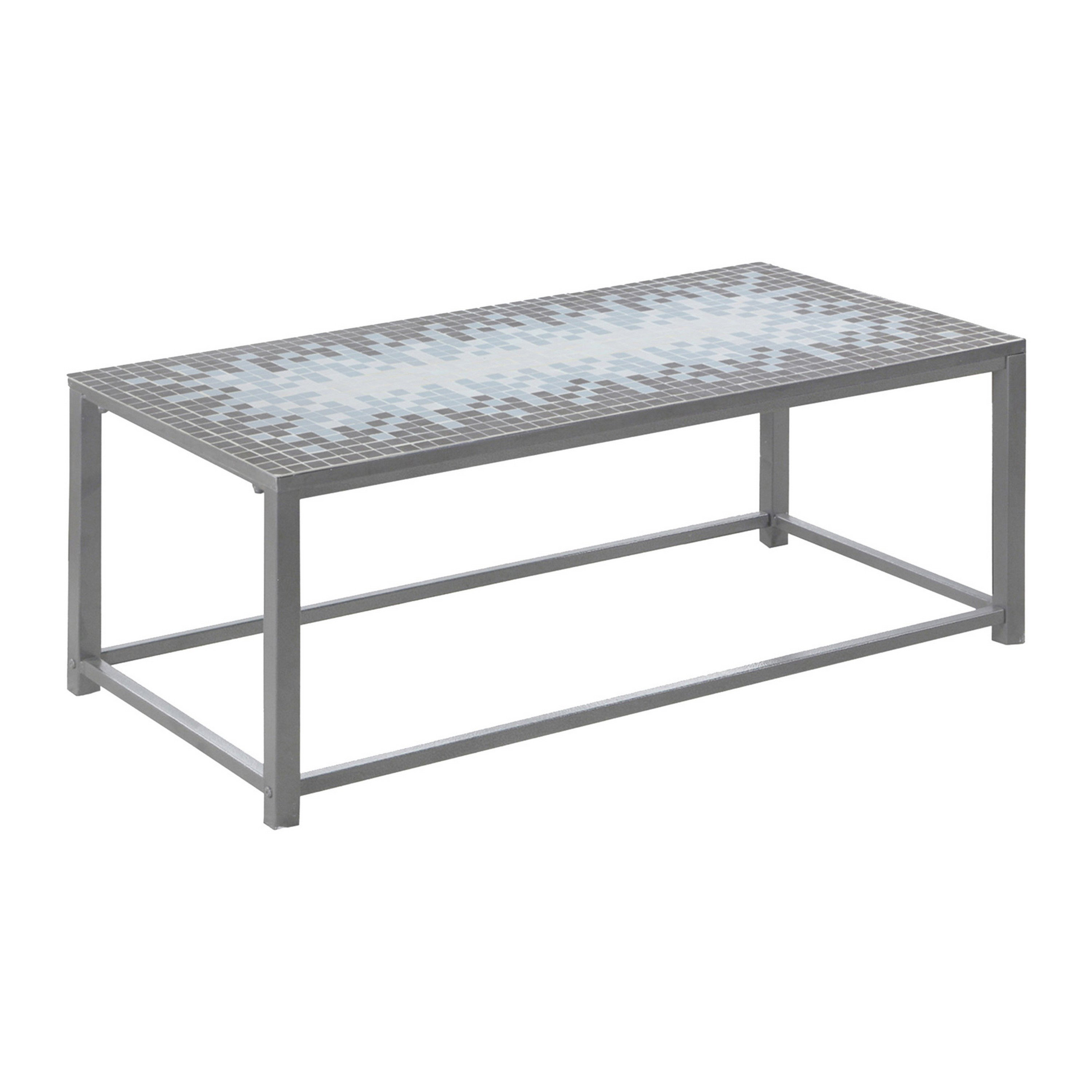 Benjara Quinn Coffee Table, Rectangular 42 Inch, Elegant Blue Tile ...