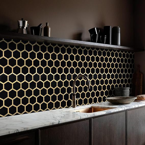 FashionSecretsLLC Hexagon Peel and Stick Backsplash | 10-Sheet PVC Wall ...