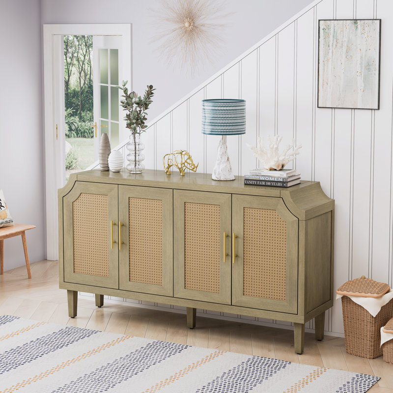 Bay Isle Home™ Annaros 59.84"Modern 4-Door Cabinet with Rattan ...