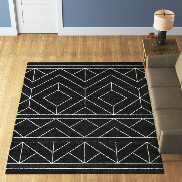 The Twillery Co.® Dedham Geometric Black Area Rug & Reviews | Wayfair