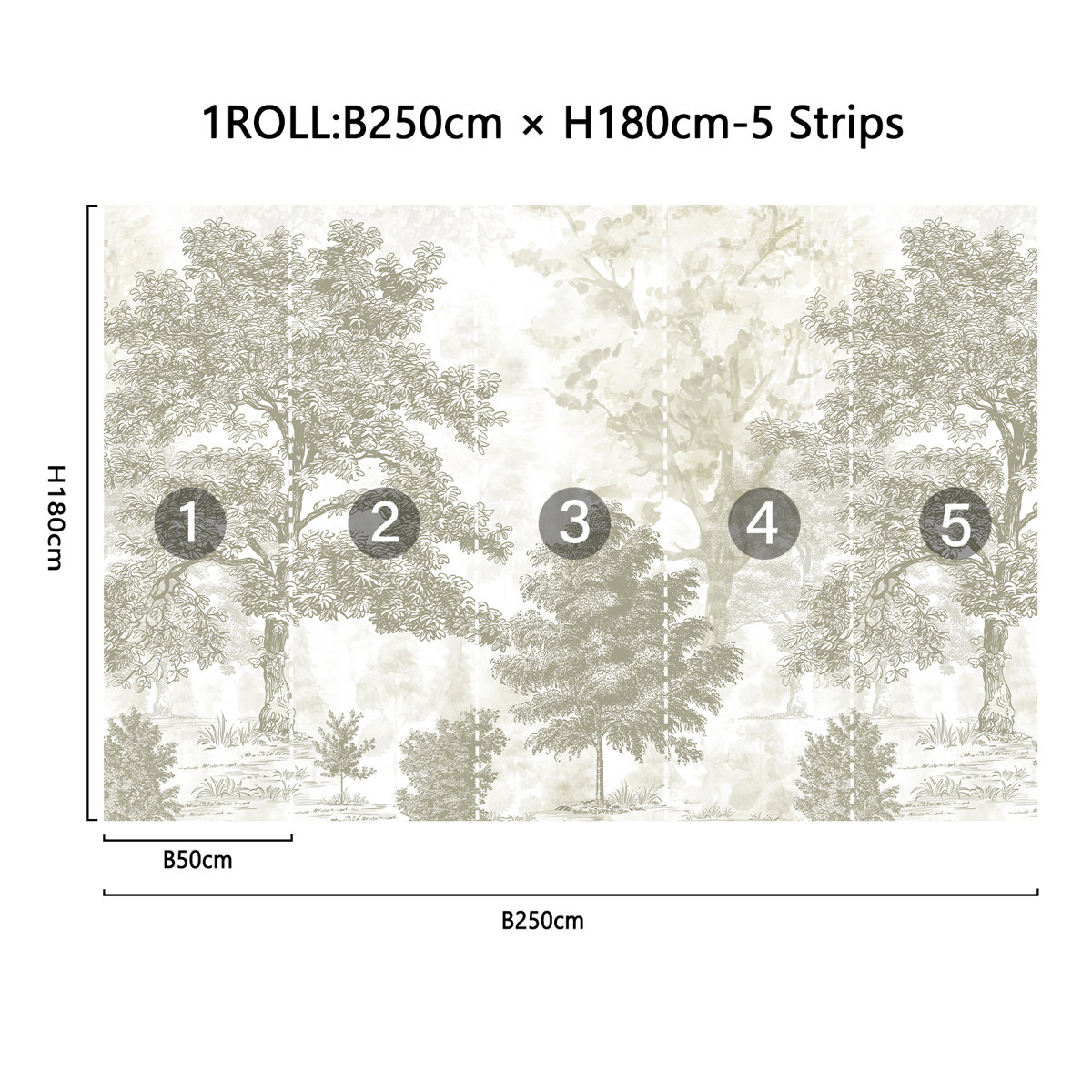 Red Barrel Studio® Vintage Forest Trees Wall Mural Peel and Stick Tree ...