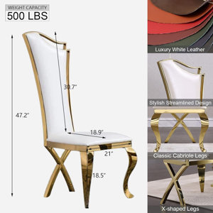 Rosdorf Park Luxury King Chairs Throne White PU Leather Dining Room ...
