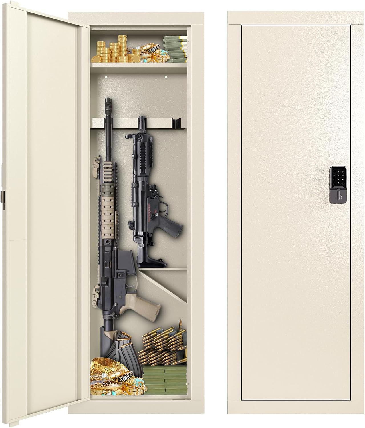LIZEVINC 53'' Tall Wall Safe, Gun Cabinets for Rifles and Shotguns with ...