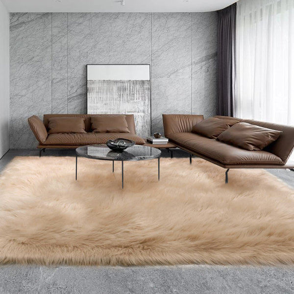 Mercer41 Hademar Faux Sheepskin Area Rug with Non-Slip Backing ...
