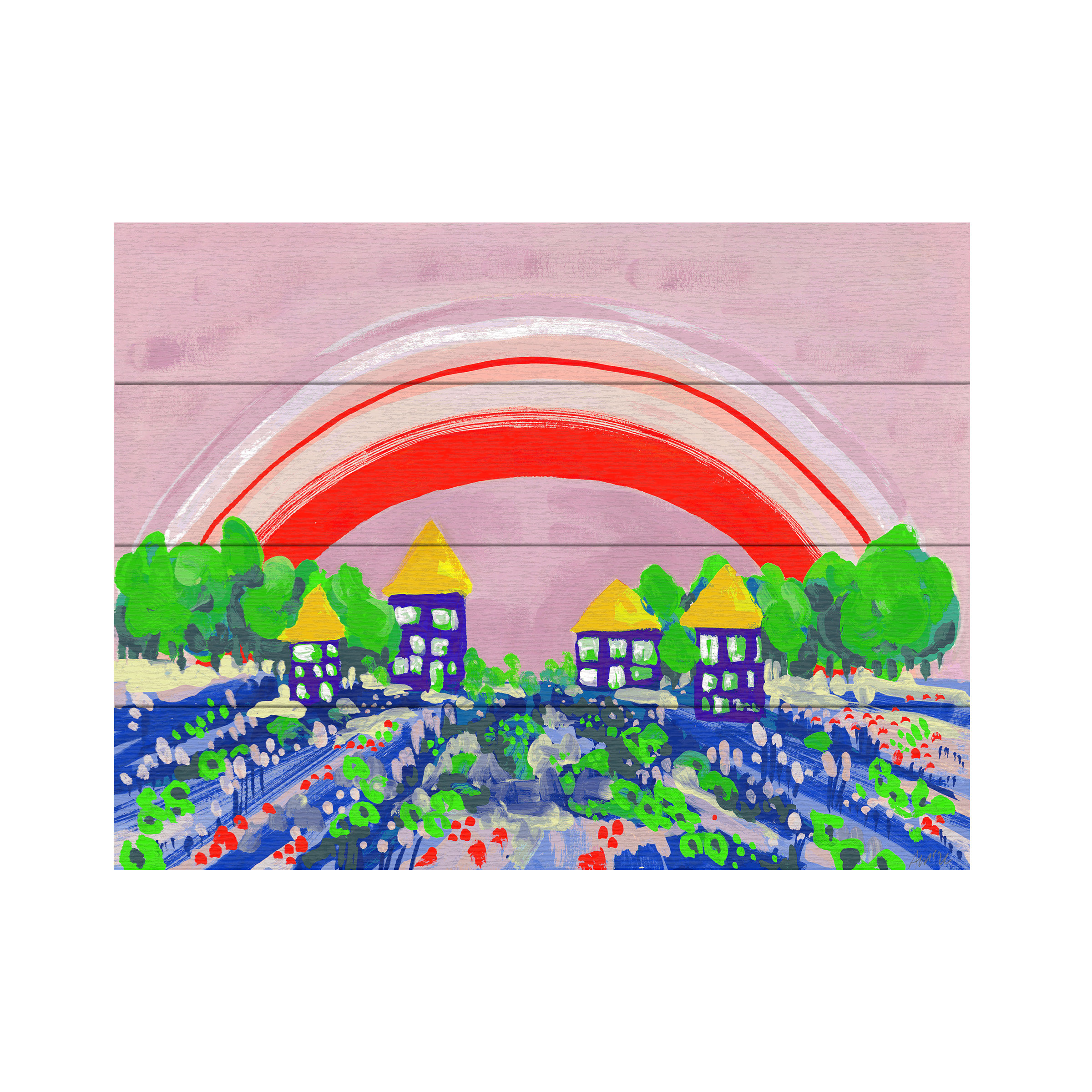 Winston Porter Ania Zwara Red Rainbow Wood Slat Art | Wayfair