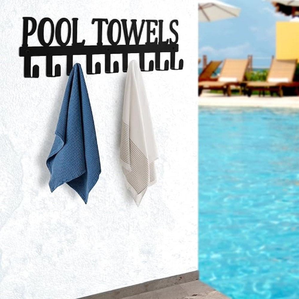 Rebrilliant Pool Towels Hook Metal Towel Hanger Outdoor Hot Tub Towel ...