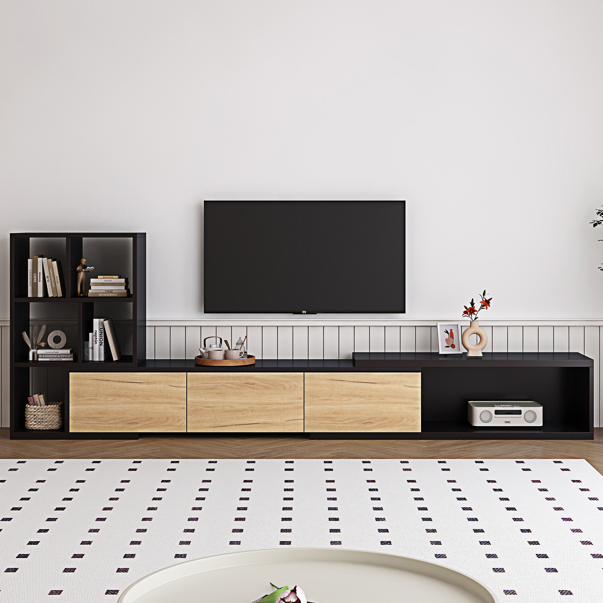 17 Stories ON-TREND 74.8''-126'' Extendable TV Stand With 3 Tier ...