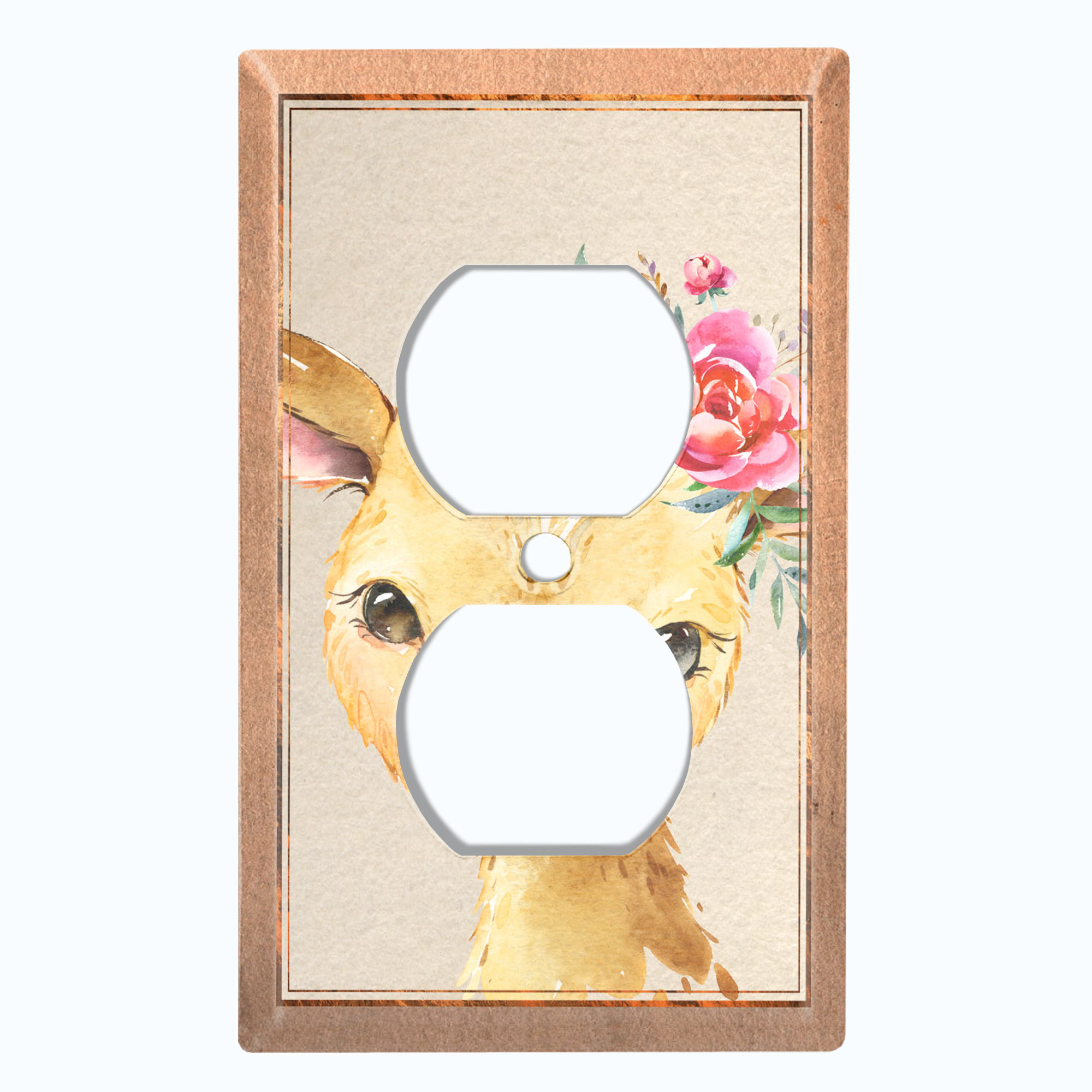 WorldAcc Cute Animal Baby Doe Light Brown Flower 1-Gang Duplex Outlet ...