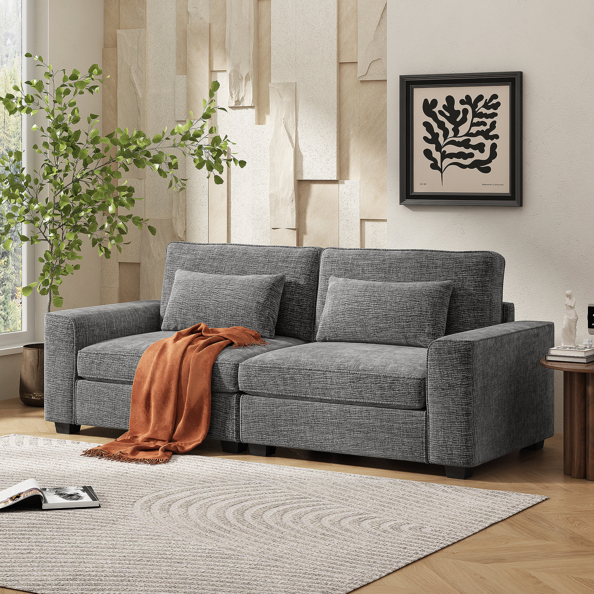 Latitude Run® Cozy Duo Grey Loveseat Sofa | Wayfair