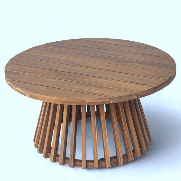 Loon Peak® round shape Acacia Wood Patio Coffee Table | Wayfair