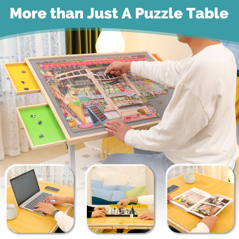 Fanwer Jigsaw Puzzle Tables with Metal Legs and Tilting Board 1500/1000 ...
