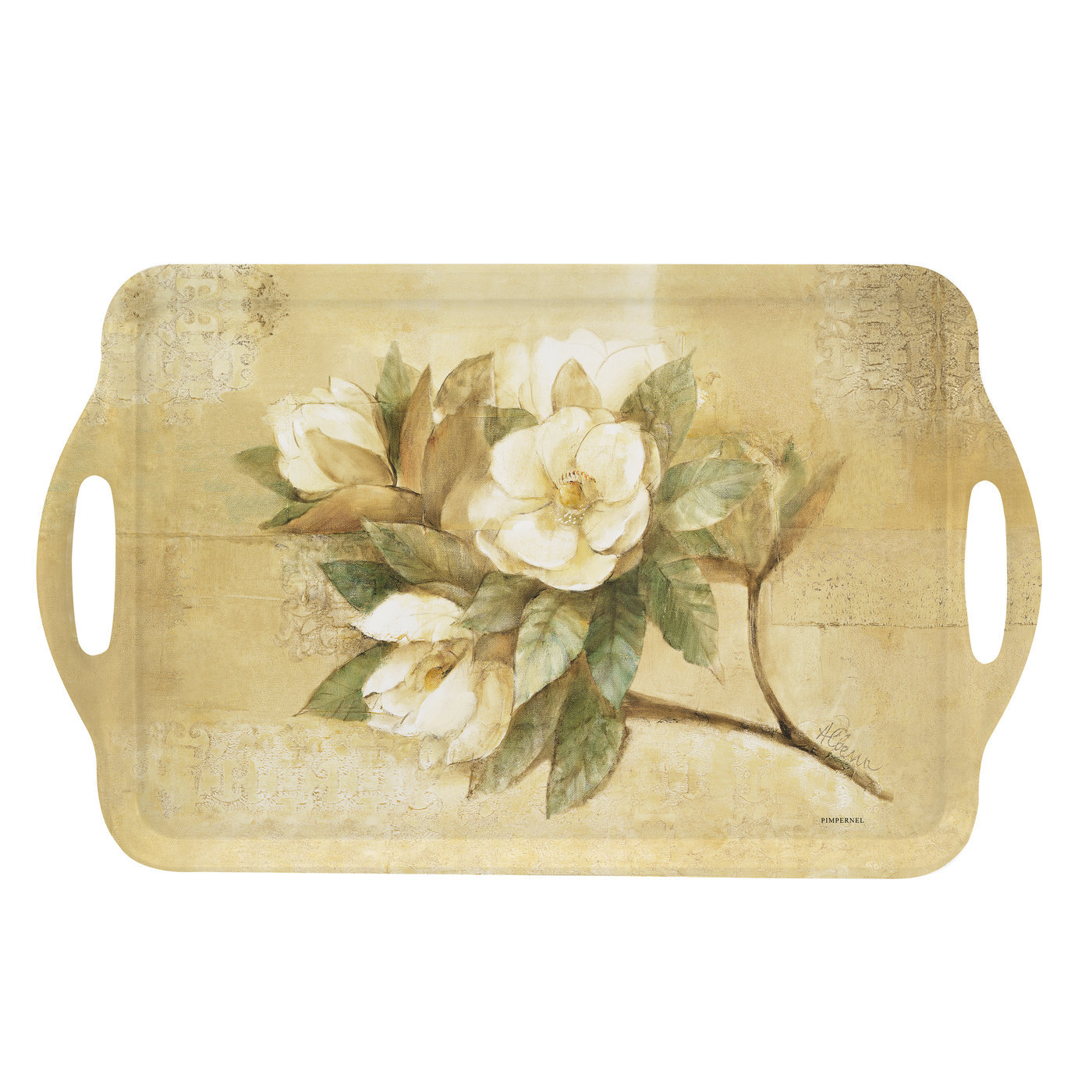 Pimpernel Sugar Magnolia Large Melamine Hndld Tray 18.9 X11.6 ...