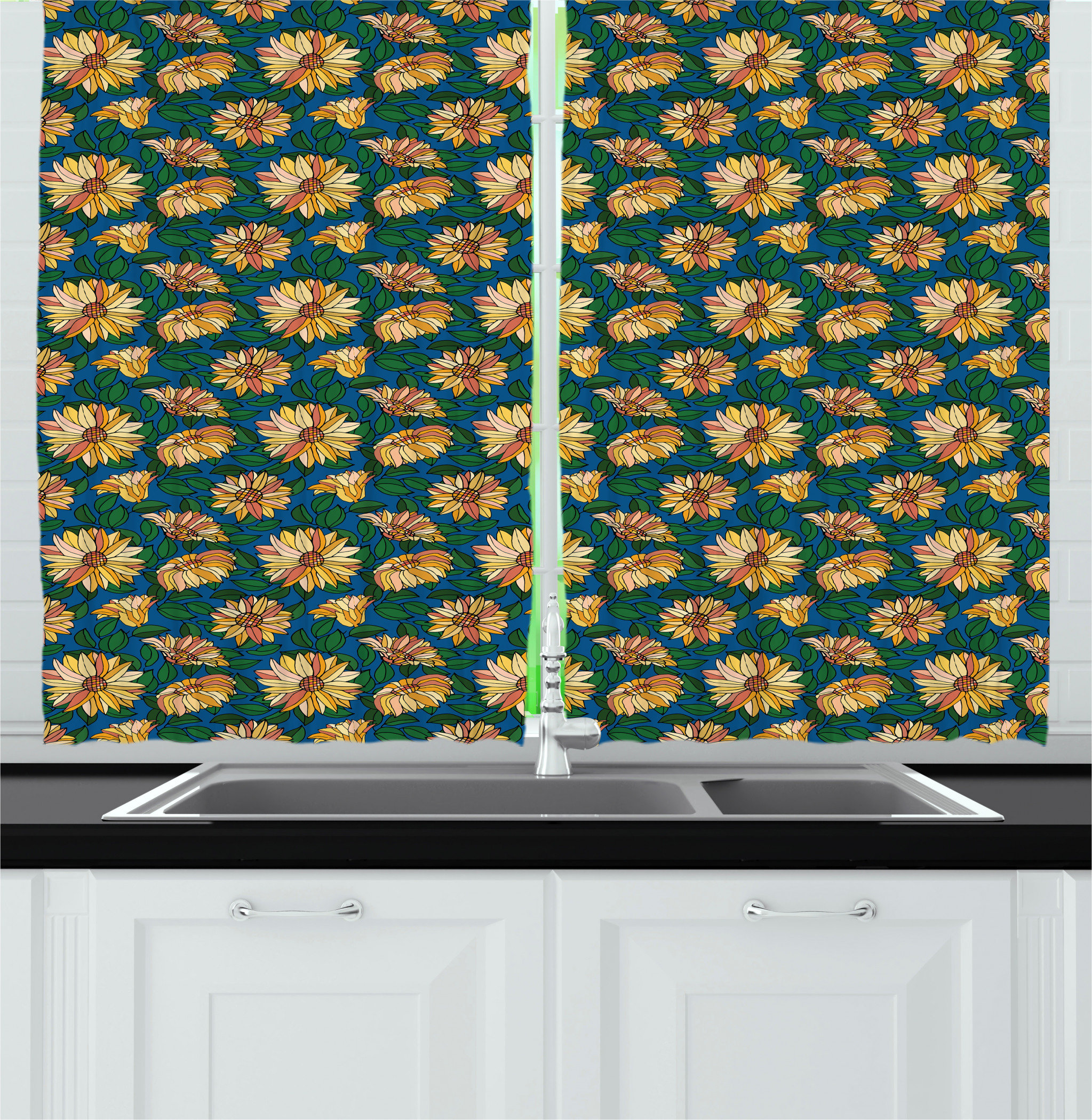 East Urban Home Gerber Daisy Kitchen Curtain | Wayfair