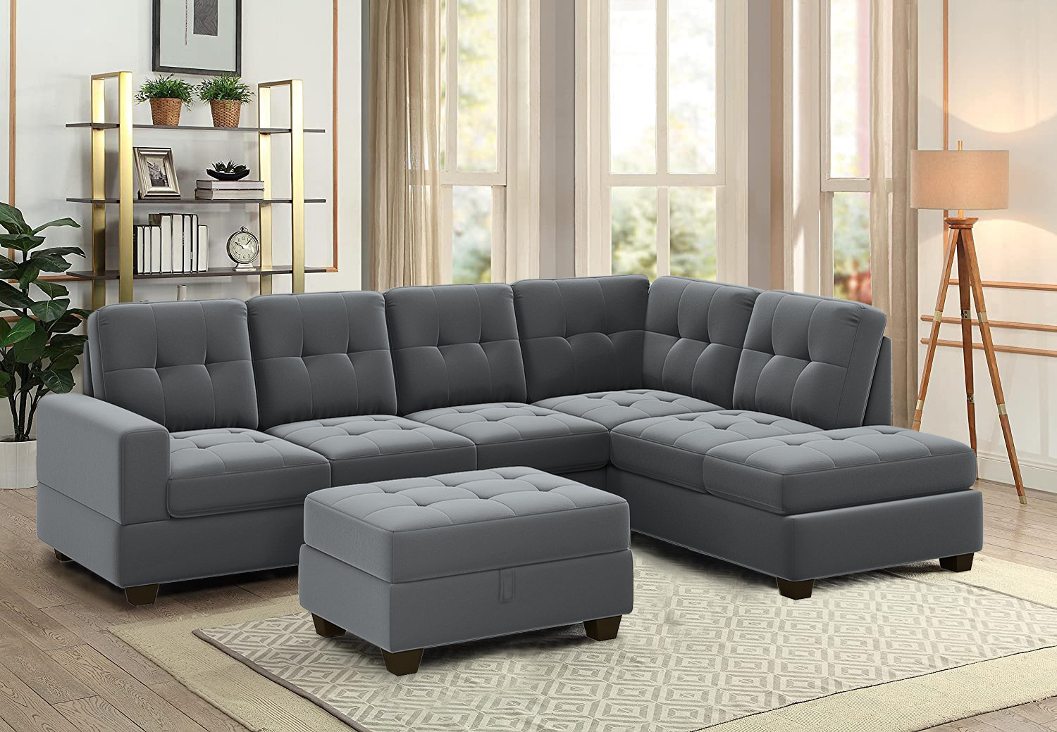 Latitude Run® Recio 104" Wide Microfiber/Microsuede Reversible Corner ...