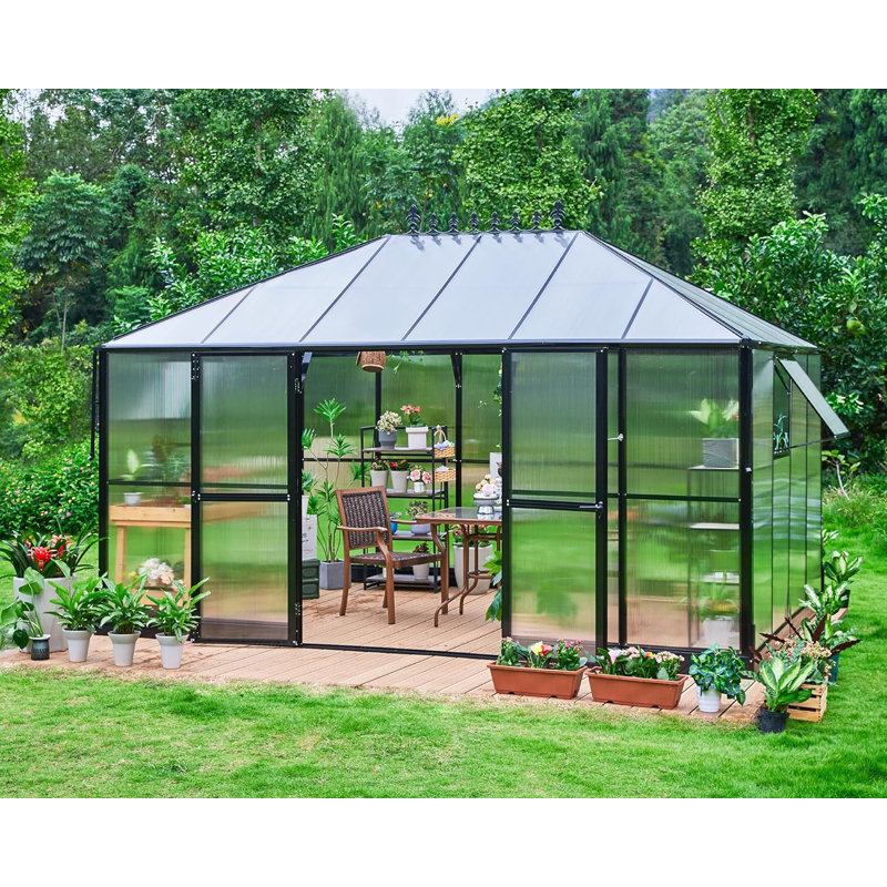 AMERLIFE 14' W x 10' D Hobby Greenhouse & Reviews | Wayfair