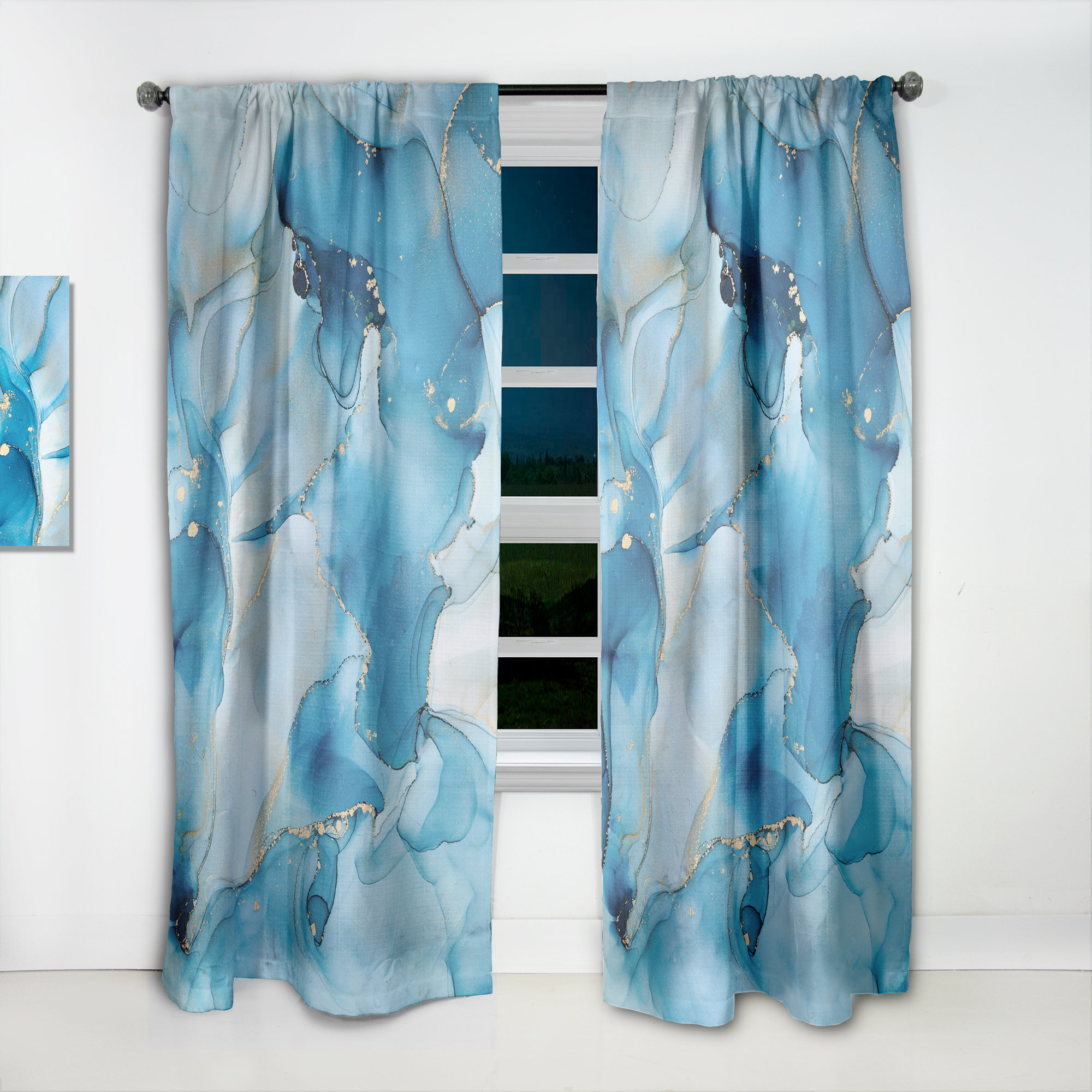 Design Art Blue Luxury Abstract Fluid Art VI - Abstract Curtain ...