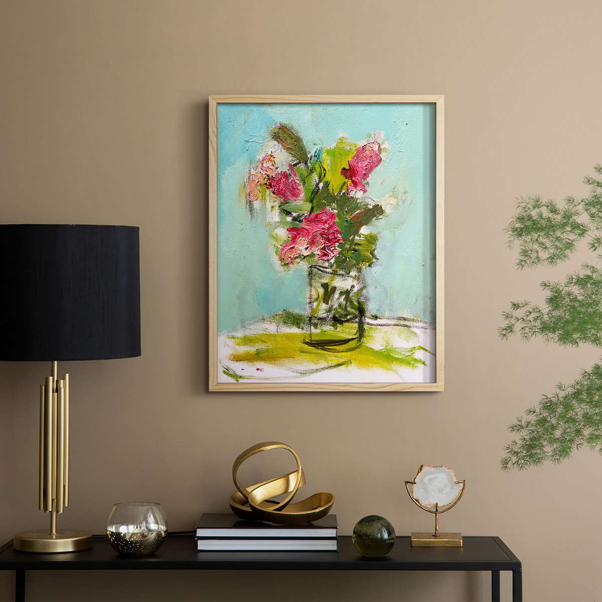 Lark Manor™ Turquoise Lilly Framed Print - Solid Wood | Wayfair