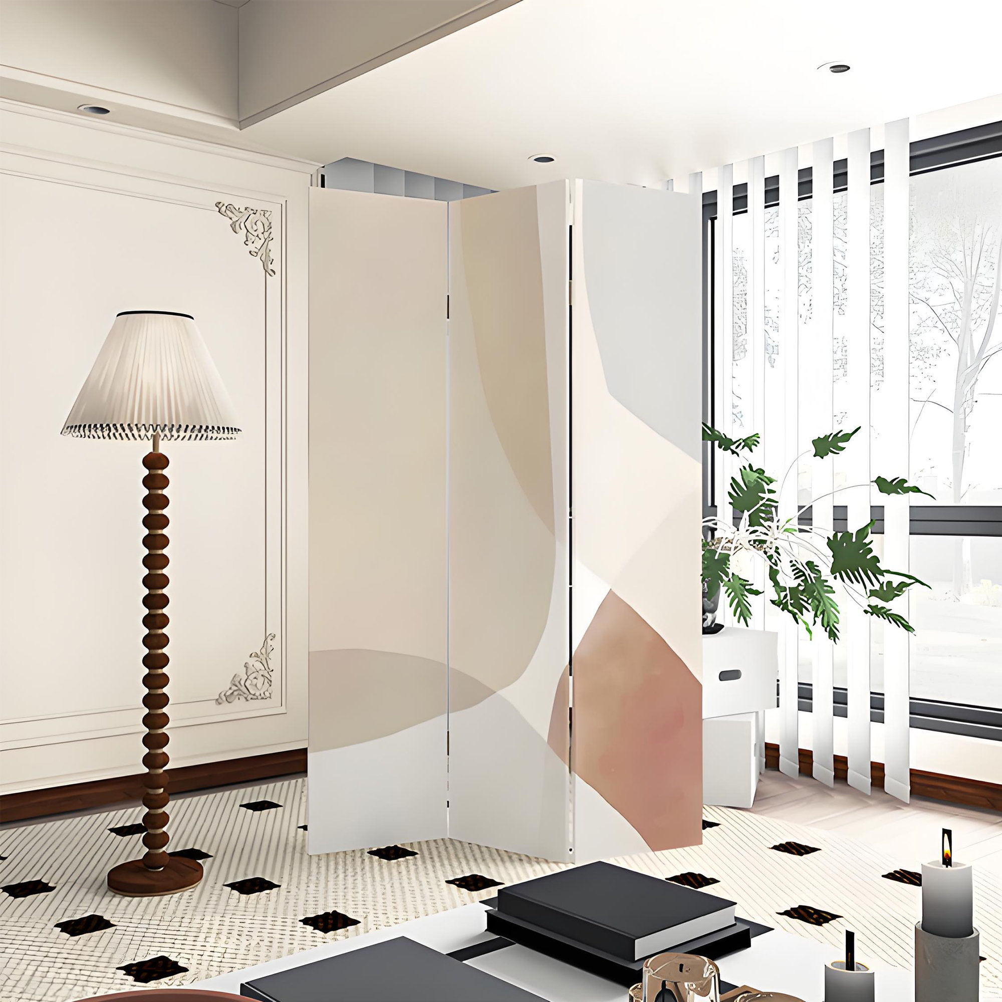 Corrigan Studio® Cream Style Geometric Screen | Wayfair