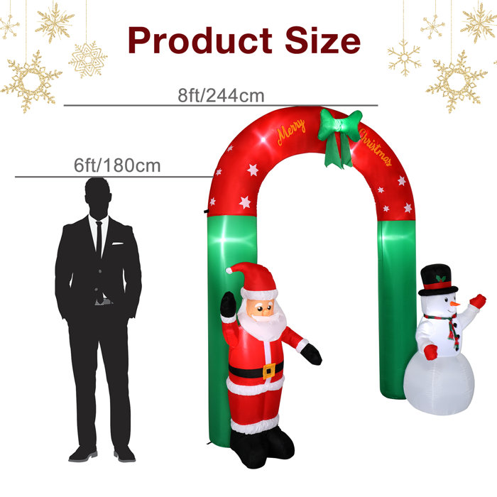 The Holiday Aisle® Tall Christmas Arch With Snowman And Santa ...