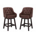 Red Barrel Studio® Chela Upholstered Button-Tufted Barstool with Solid ...
