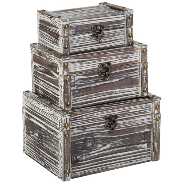 Gracie Oaks 3 Piece Solid Wood Box Set | Wayfair