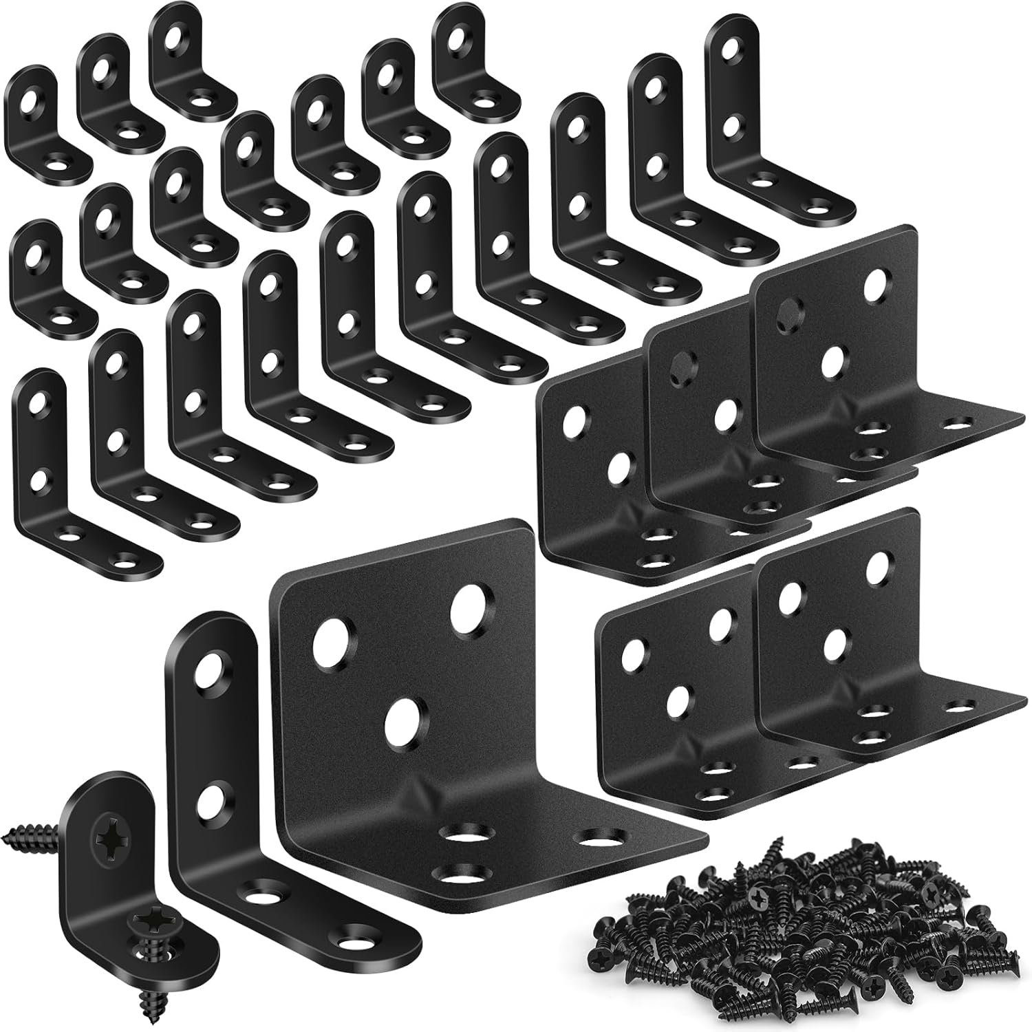 Symple Stuff 25Pcs L Brackets For Shelves, 3 Sizes Angle Corner Braces ...