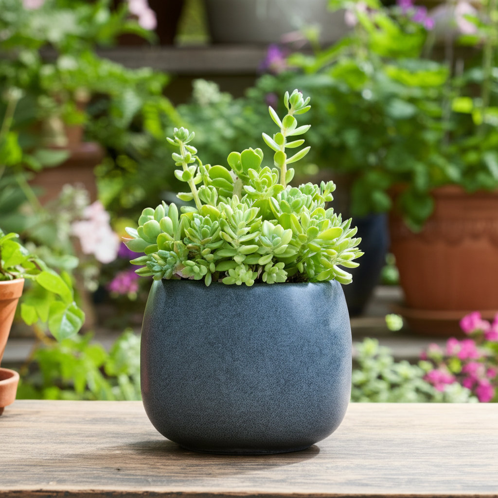 Ebern Designs Reactive Finish Planter, Blue | Wayfair