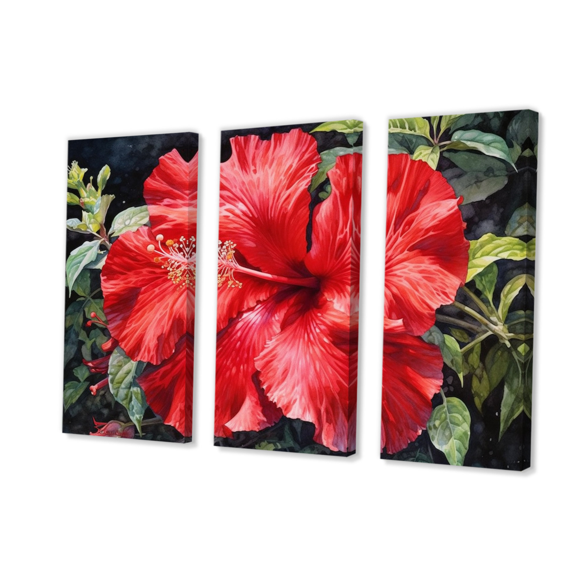 Bay Isle Home™ Red Tropical Hibiscus Harmony I - Floral Canvas Wall Art ...