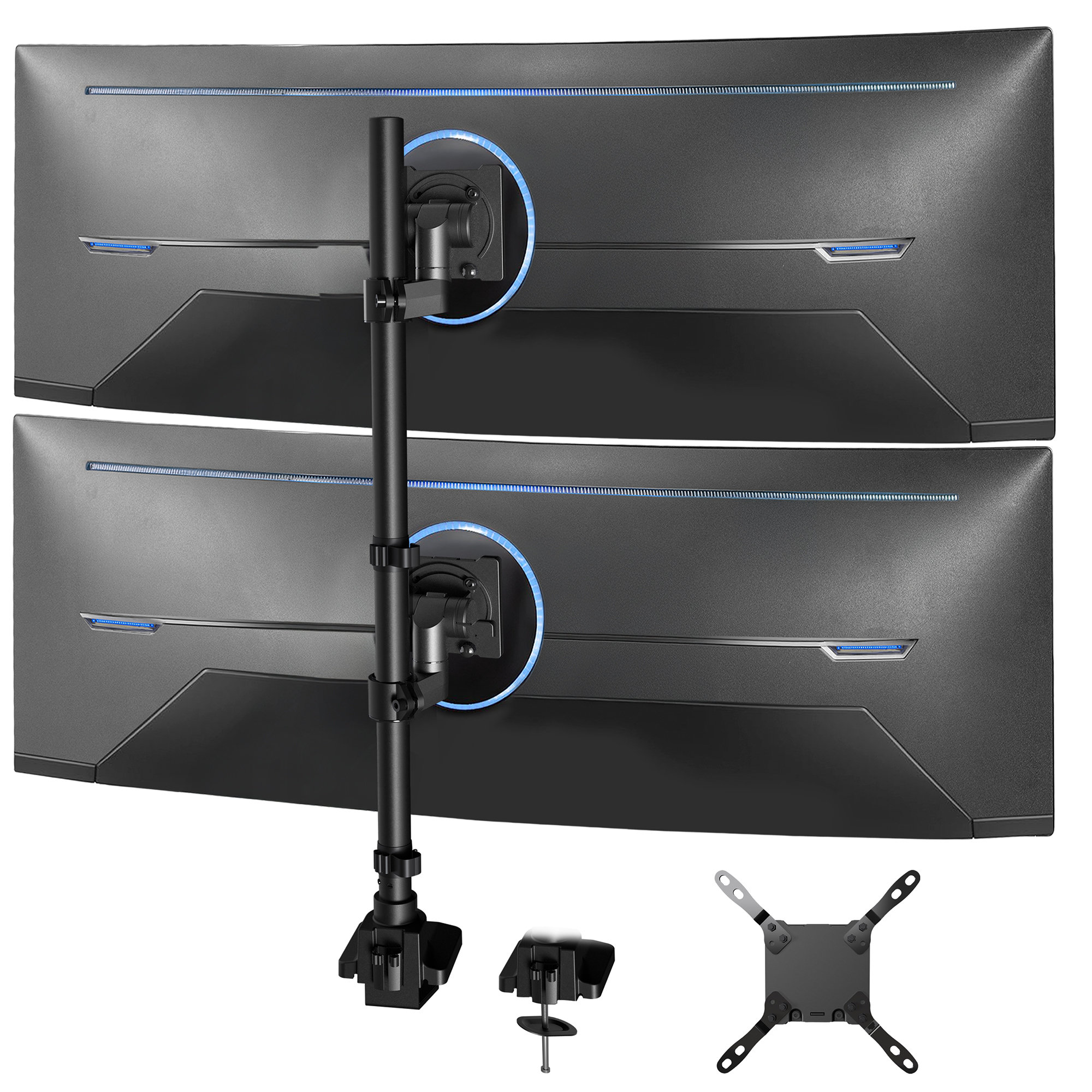 VIVO Dual Vertically Stacked Ultra-Wide Monitor Desk Mount for up to 57 ...