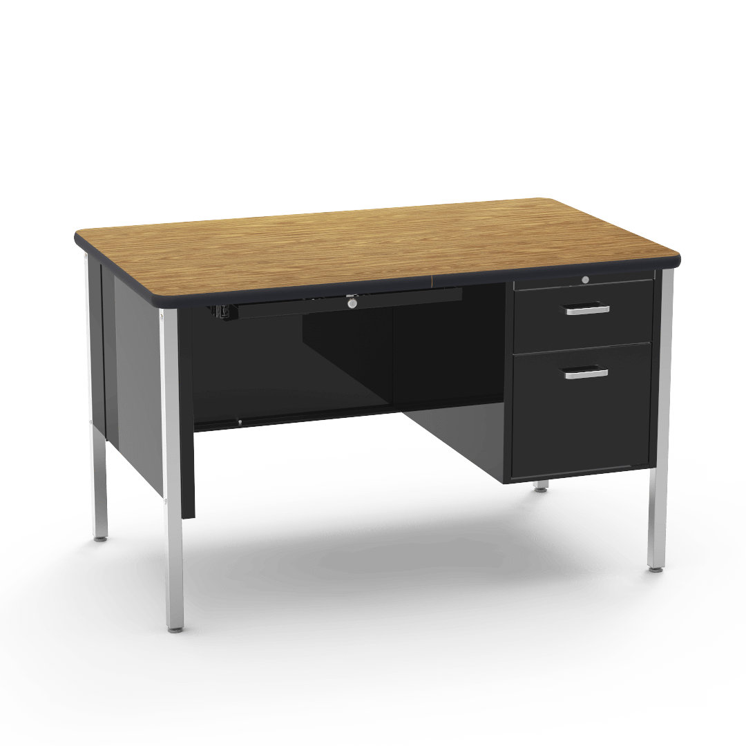 Virco 543 - 540 Series Teacher Desk, Single Pedestal With Nylon Glides ...