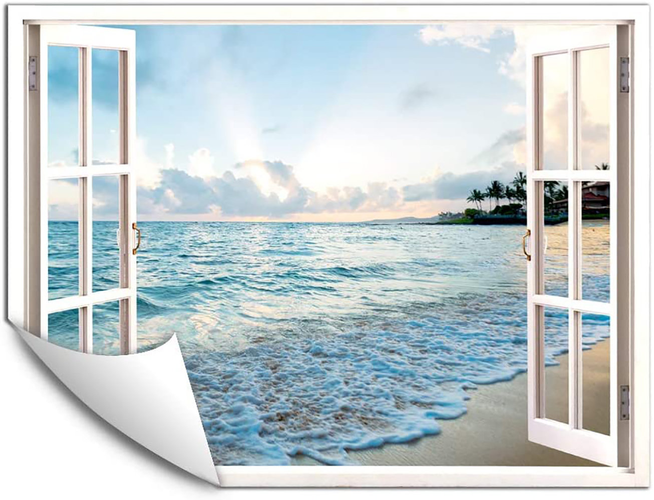 IDEA4WALL Sun Shining Behind the Clouds and Waves Wall Mural - Wayfair ...