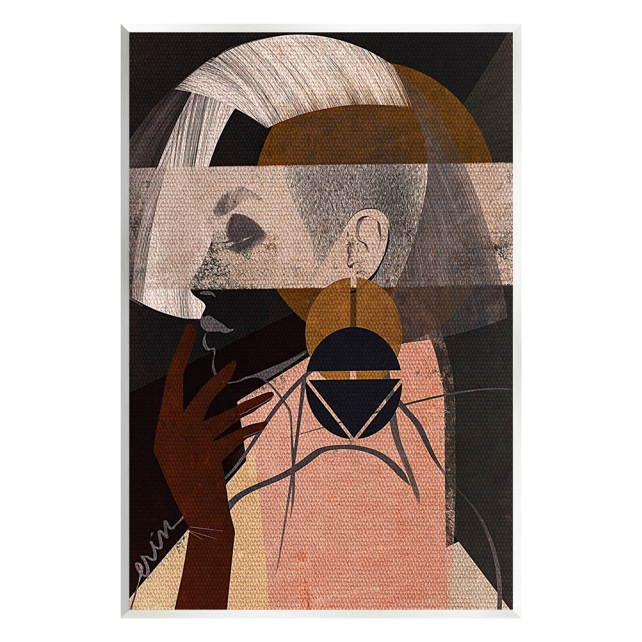 Stupell Industries Layered Collage Woman Portrait Canvas Wall Art By ...