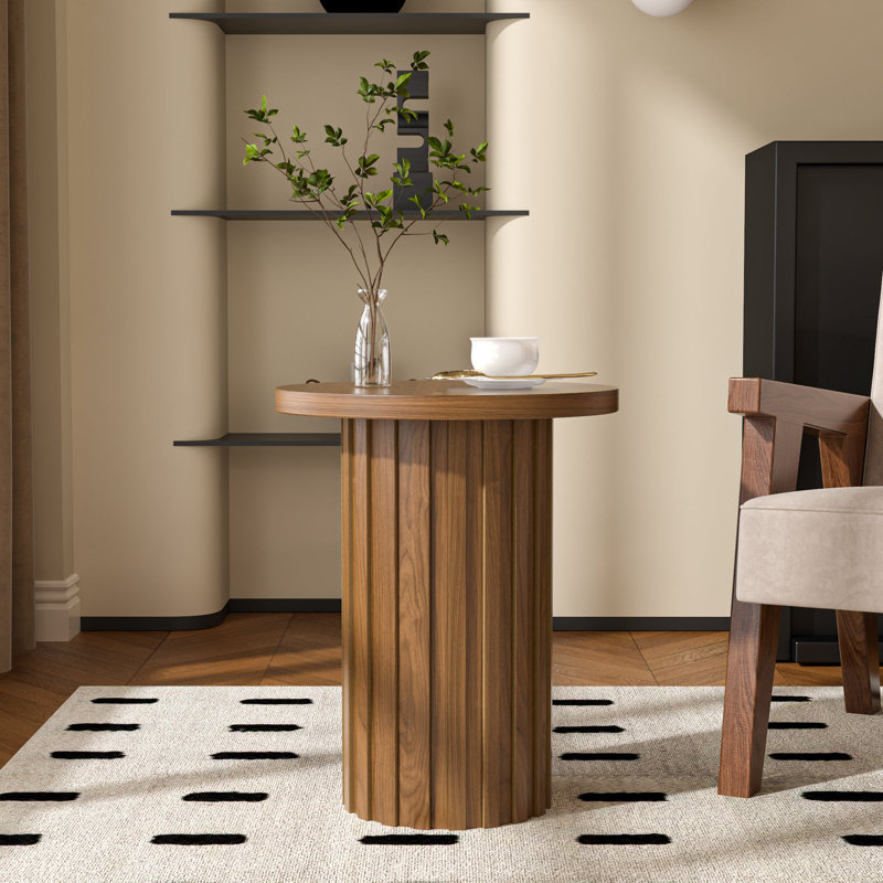 Latitude Run® Round End Table With Fluted Pedestal Base, Side Table ...